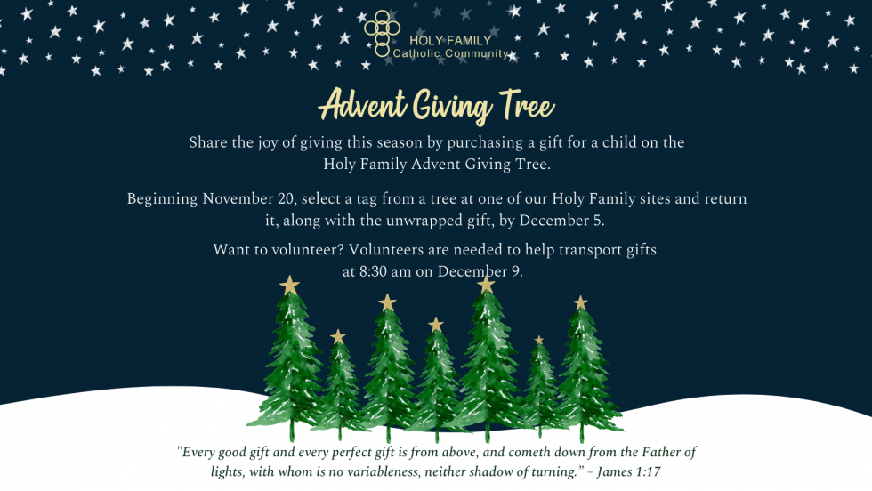 Holy Family Catholic Community Advent Giving Tree to return - Holy ...