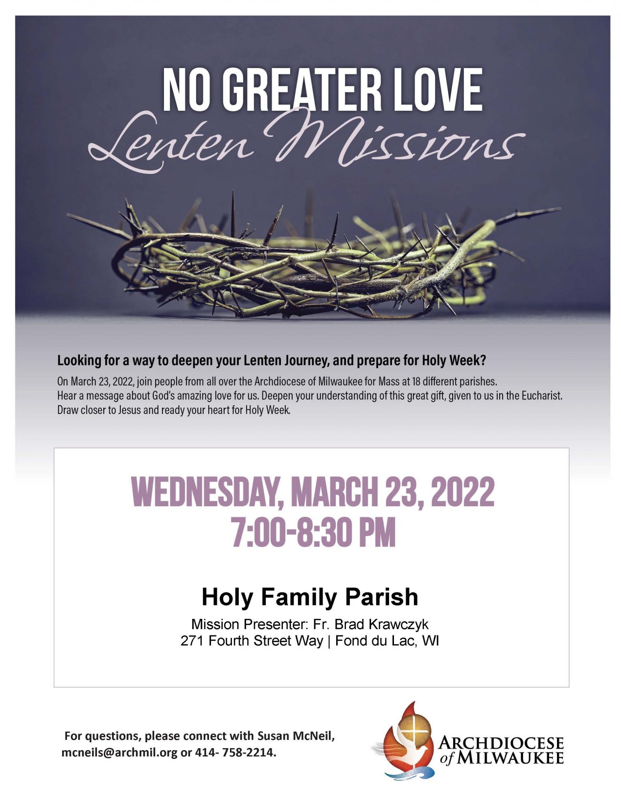 No Greater Love Lenten Mission - Holy Family Catholic Church