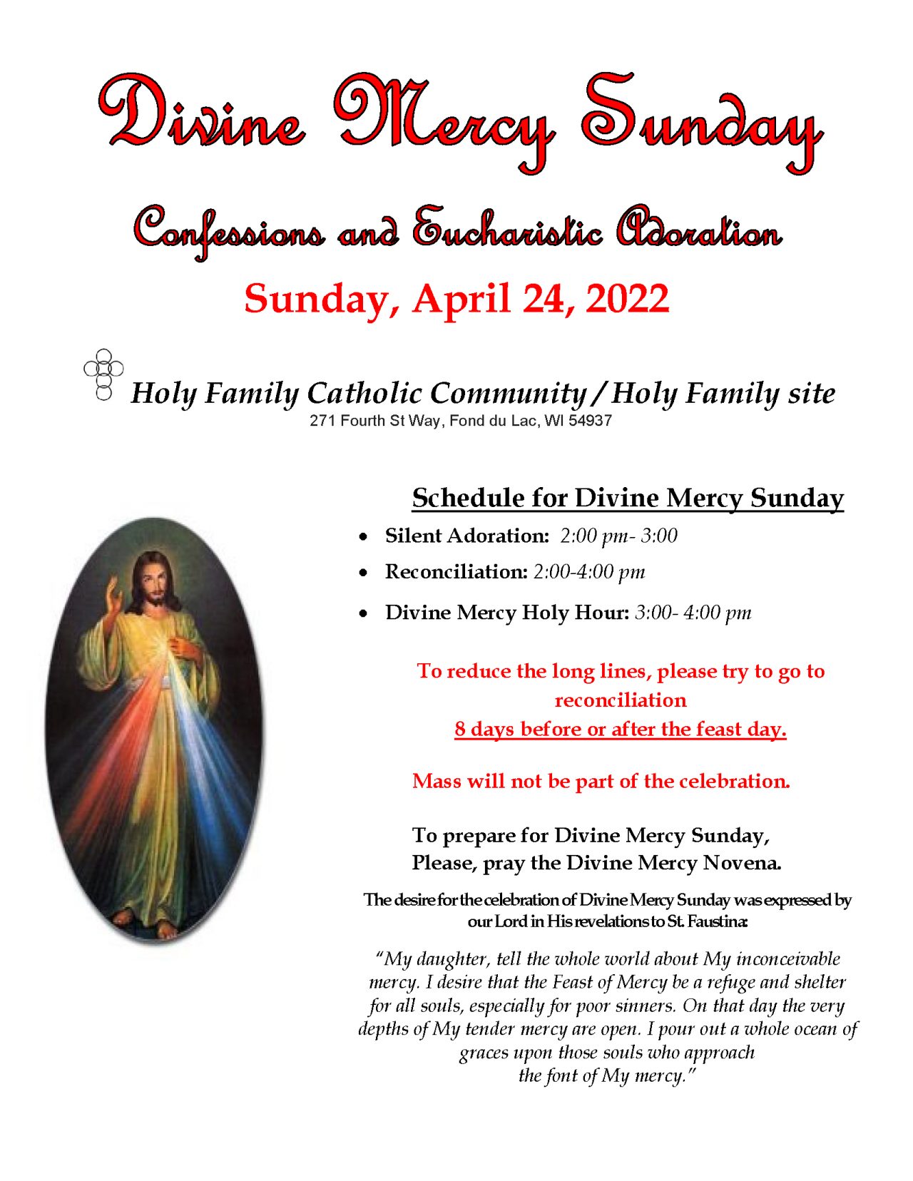 Divine Mercy Sunday - Holy Family Catholic Church