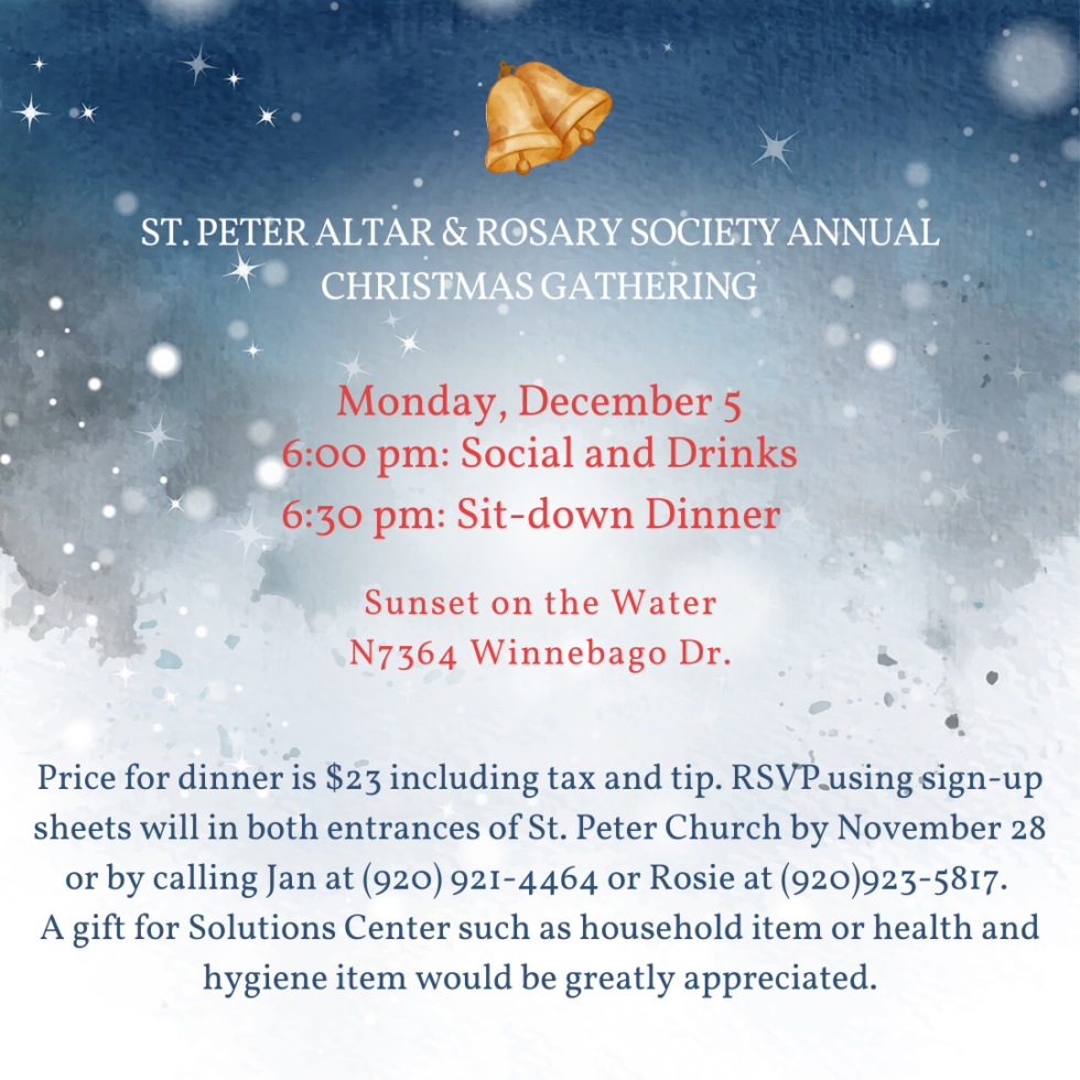 St. Peter Altar and Rosary Society Annual Christmas Gathering - Holy ...